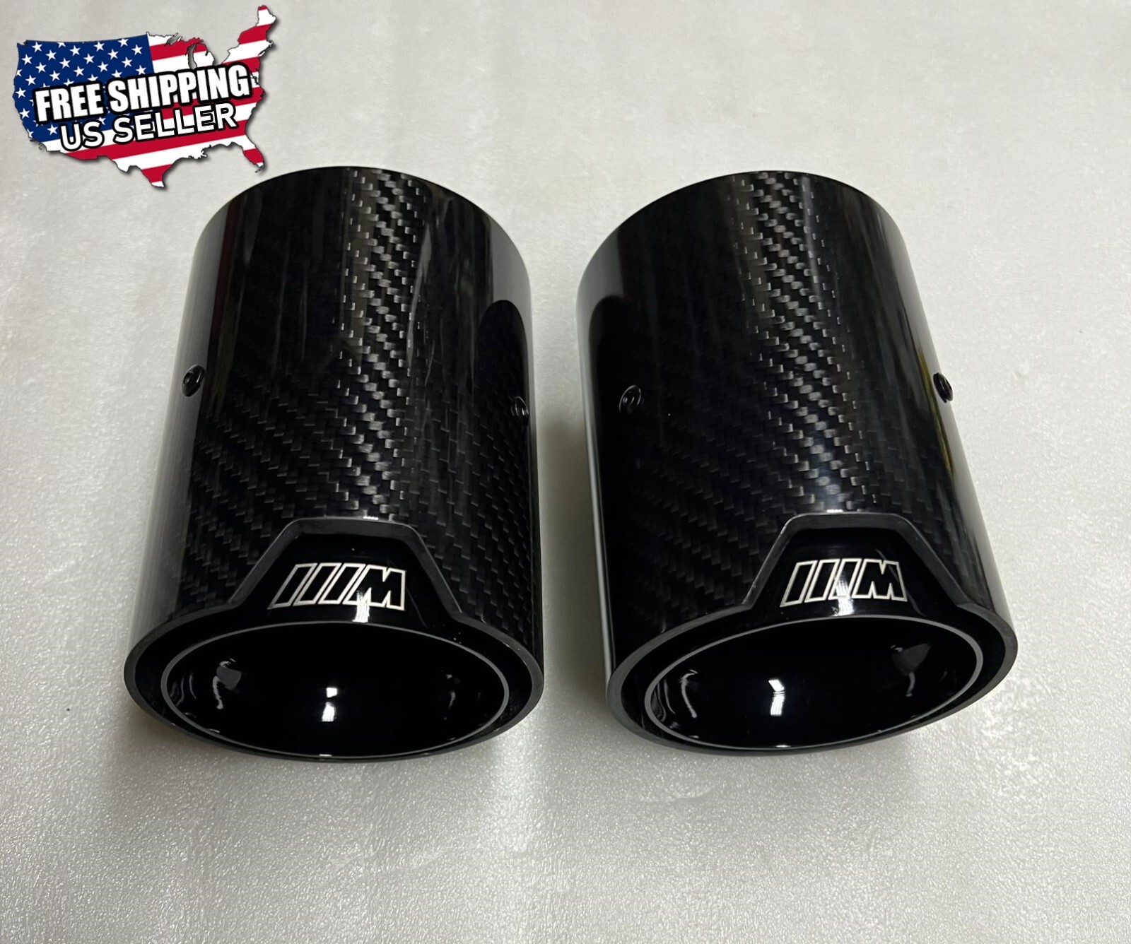 2x REAL Carbon Fiber Gloss Black Exhaust Tips For BMW M240i 340i 440i ...