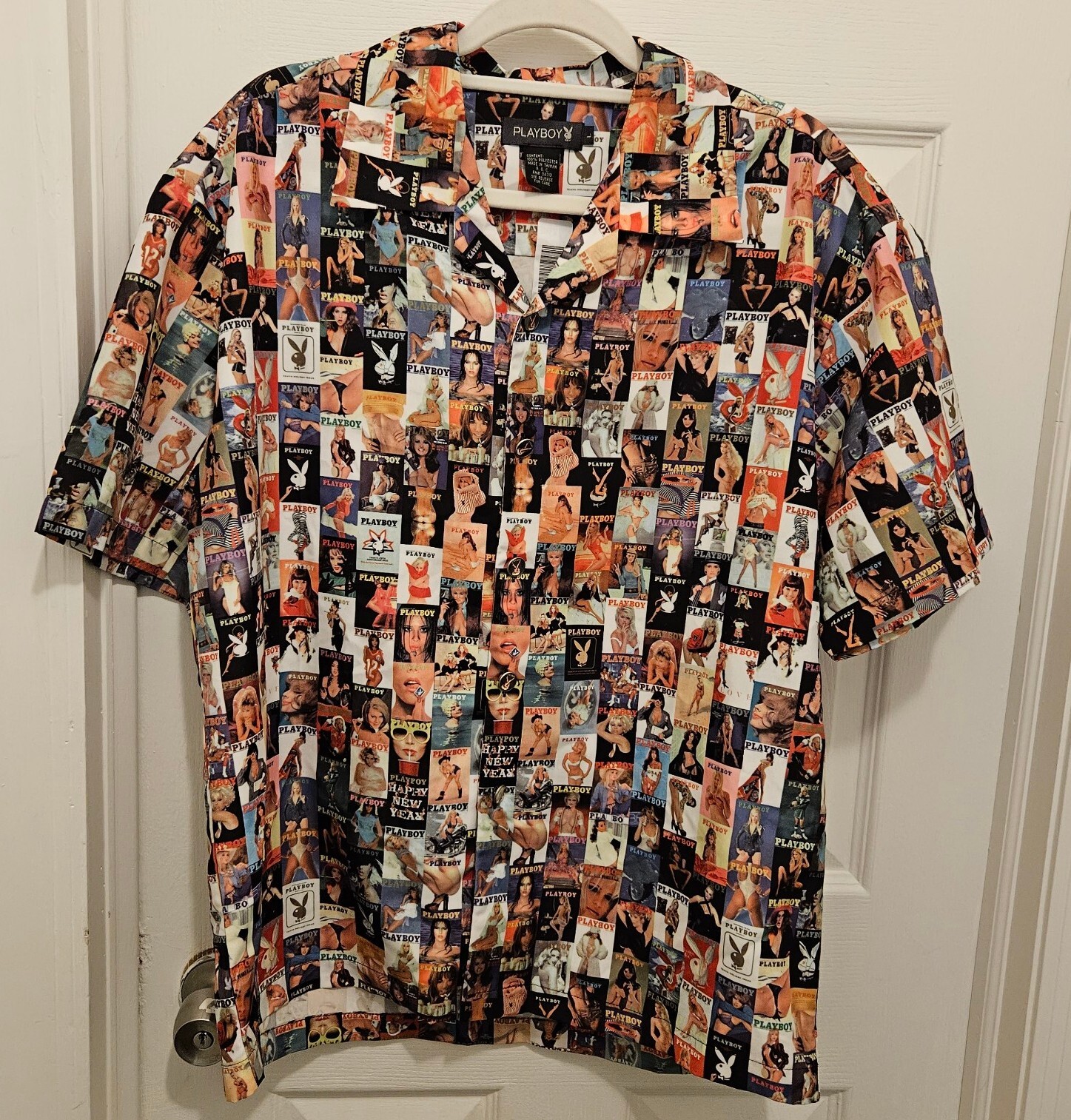 Playboy Centerfold Magazine Covers LARGE Button Up Sh… - Gem