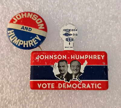 2 LBJ Johnson Humphrey For President 1964 Political Campaign Button Pin ...