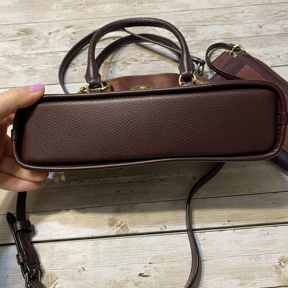 Coach Cora Mini Dome Oxblood Metallic Cherry Satchel With Matching ...