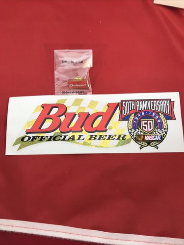 50th Anniversary Nascar Bud Sticker w/Budweiser pin | eBay