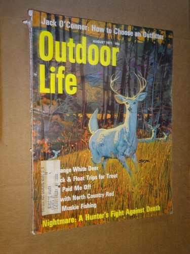 1971 Outdoor Life Magazine August issue Albino Whitetail Deer scene on ...