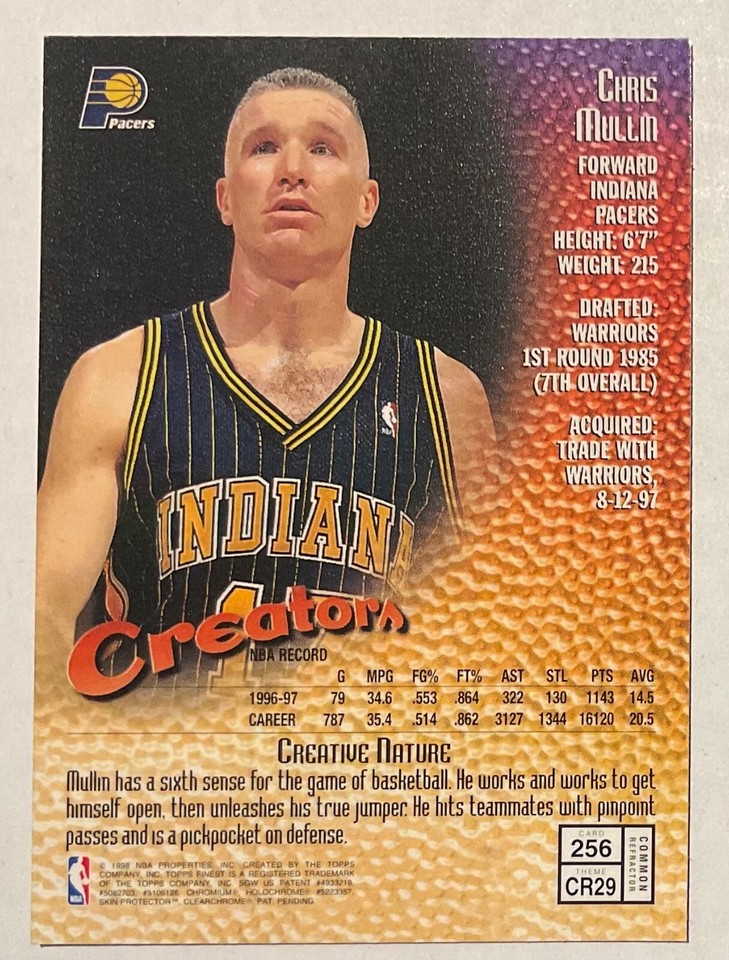 1997-98 CHRIS MULLIN TOPPS FINEST CREATORS REFRACTOR PARALLEL CARD #256 ...