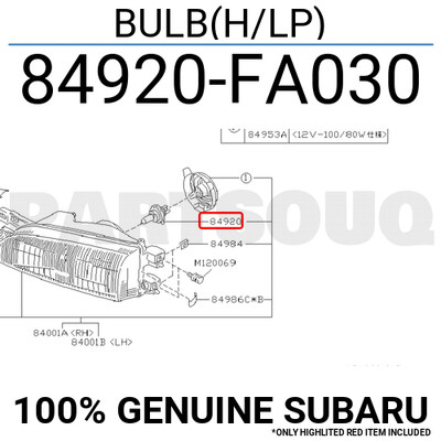 84920FA030 Genuine Subaru BULB(H/LP) 84920-FA030 | eBay