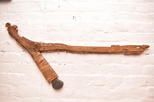 VTG Papua New Guinea ADZE AXE Tribal Weapon Woven W Stone Head Matty ...