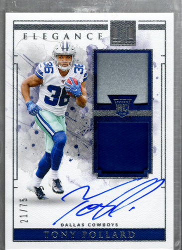 B4477- 2019 Panini Impeccable #135 Tony Pollard Hel Pat RC Auto Patch ...