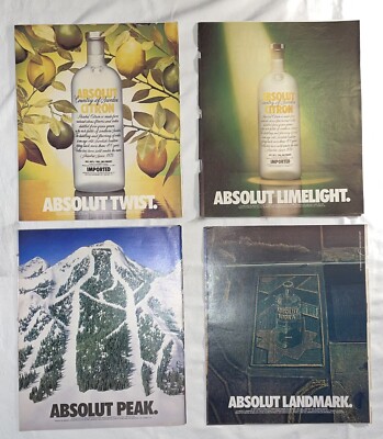 Absolut Vodka Bottle art-ORIGINAL Print ad /mini poster.Peak,Landmark ...