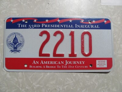 1997 WASHINGTON D.C. PRESIDENTIAL INAUGURAL LICENSE PLATE FREE SHIPPING ...