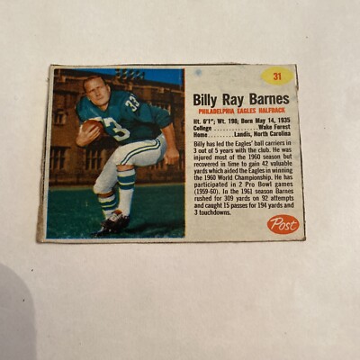 1962 Post Billy Ray Barnes #31 | eBay