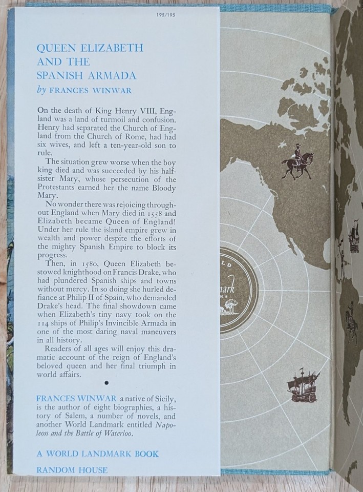 QUEEN ELIZABETH AND THE SPANISH ARMADA Frances Winwar World Landmark ...