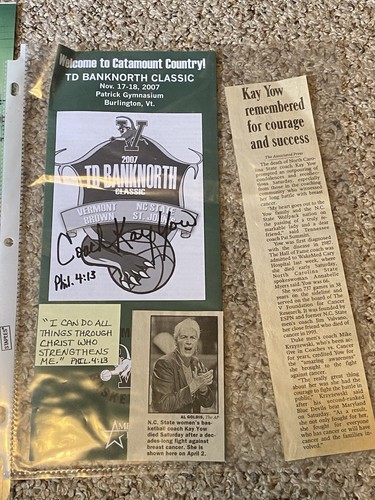 Kay Yow Signed Program Autograph auto | eBay