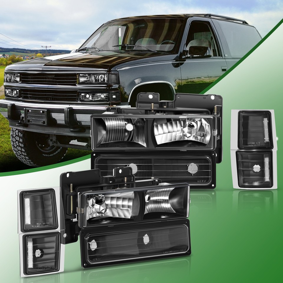 Headlights Fits 94-98 Chevy C/K C/10 Driver + Passenger Side Headlamp ...