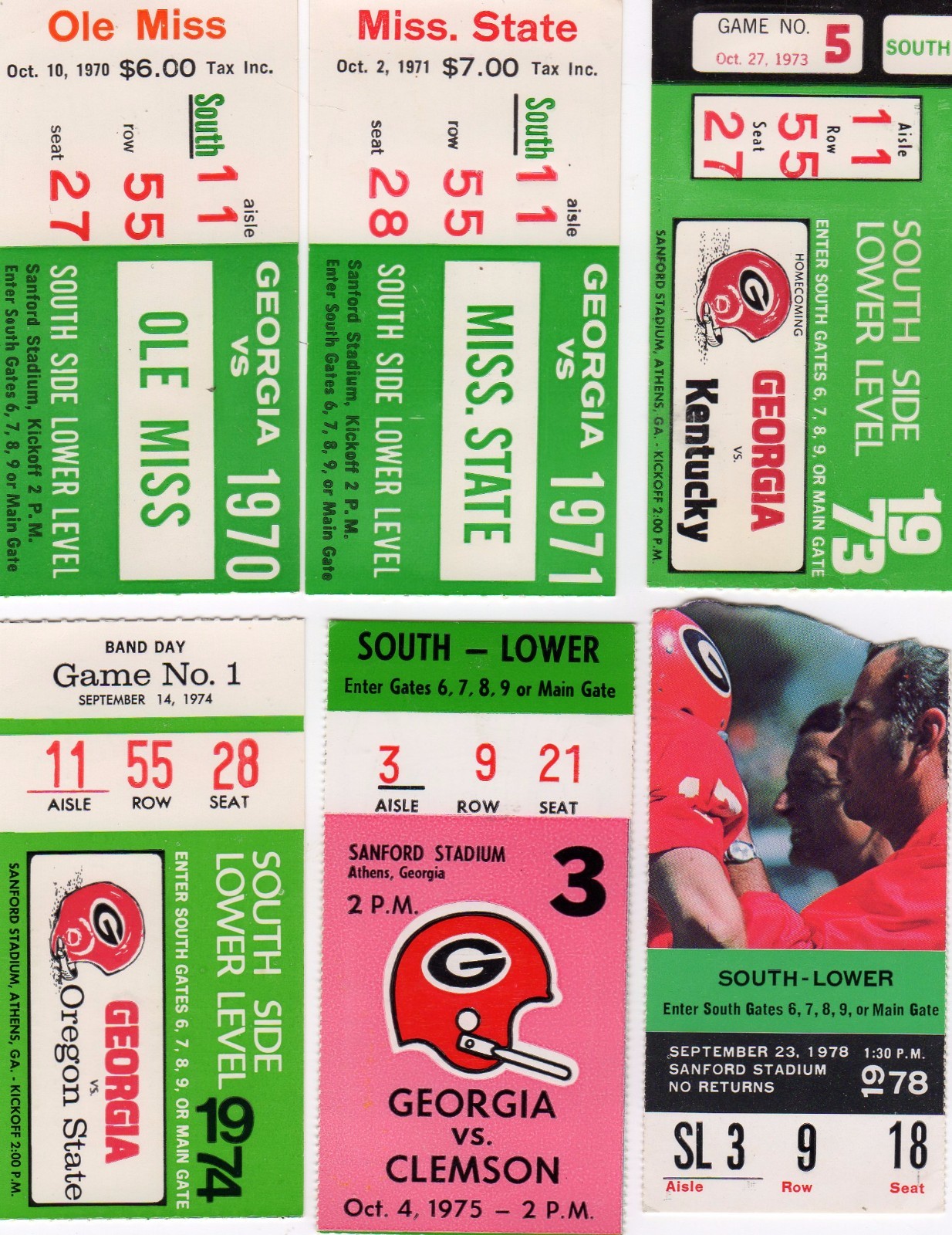 1970s UGA GEORGIA BULLDOGS TICKET STUB - PICK ONE | eBay