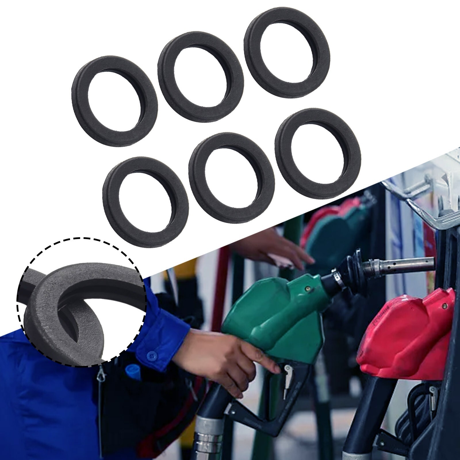 6-Pcs Rubber Gasket Gas Can Spout Part Replacement Fuel Tank Nozzle For ...