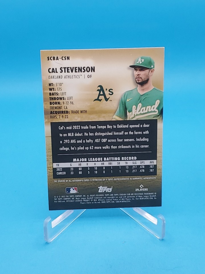 Cal Stevenson 2023 Stadium Club RC #SCBA-CSN Rookie Auto - Oakland ...