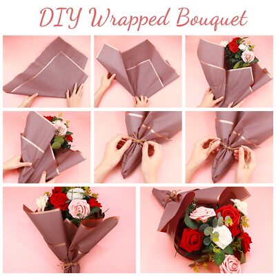 Flower Wrapping Paper Floral Gift Wrap Waterproof Gold Edge Paper for ...