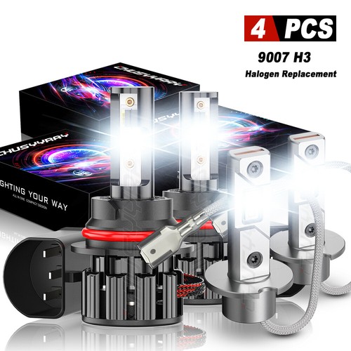 For Ford Mustang 1990 1991-1993 LED Headlights High Low Fog Lights 4Pcs ...