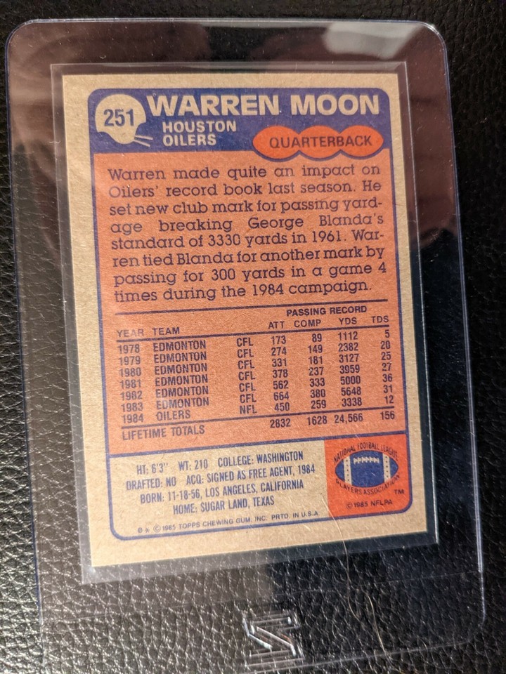 1985 TOPPS #251 WARREN MOON HOUSTON OILERS ROOKIE CARD RC HOF | eBay