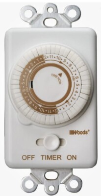 Woods 59745 In-Wall 24-Hour Mechanical Timer That Converts A Wall Light ...