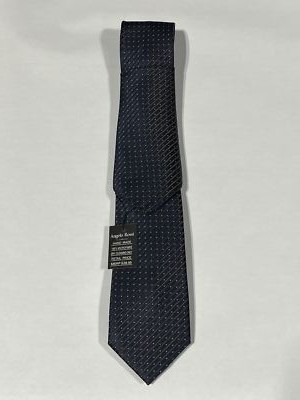 Mens Angelo Rossi Blue Polka Dot Tie With Black Stripes Hand Made NEW ...