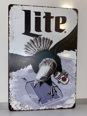 Philadelphia Eagles Miller Lite Beer - Tin Sign - Metal Aluminum - NFL ...