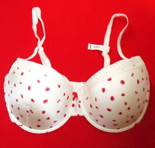 Next Emily Bra strawberry print cream balcony u/w bra Size 38DD New ...
