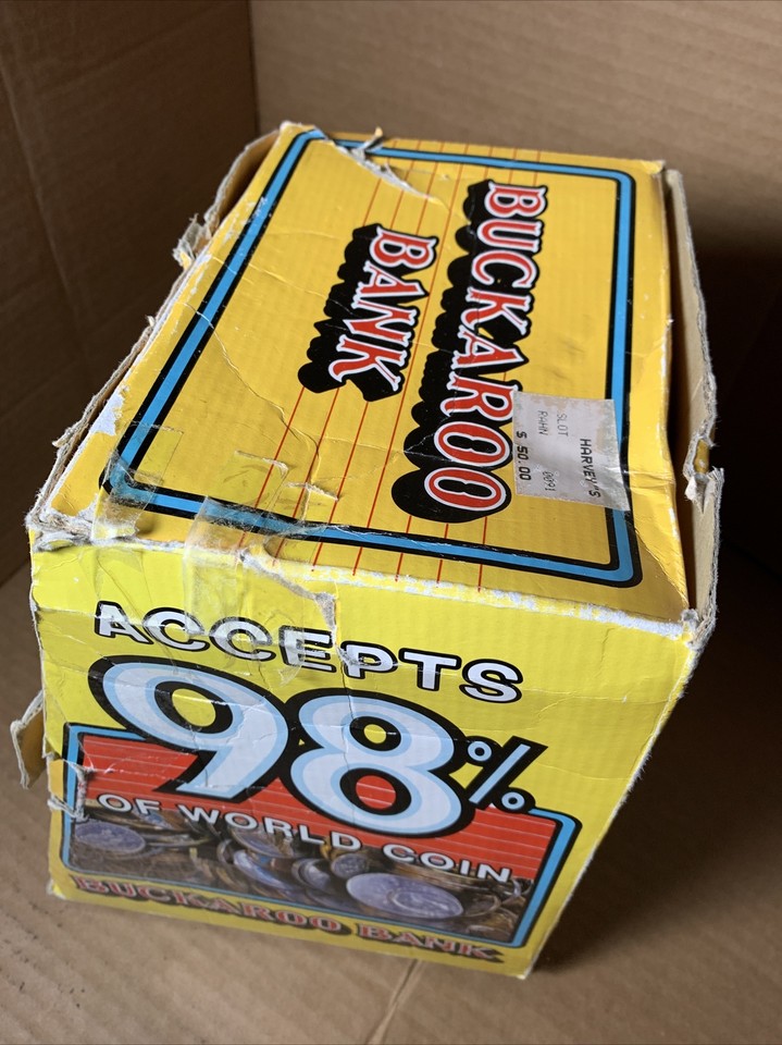 FOR PARTS/TO FIX Buckaroo Slot Machine Coin Bank 3-Reels NEVADA HARVEY ...