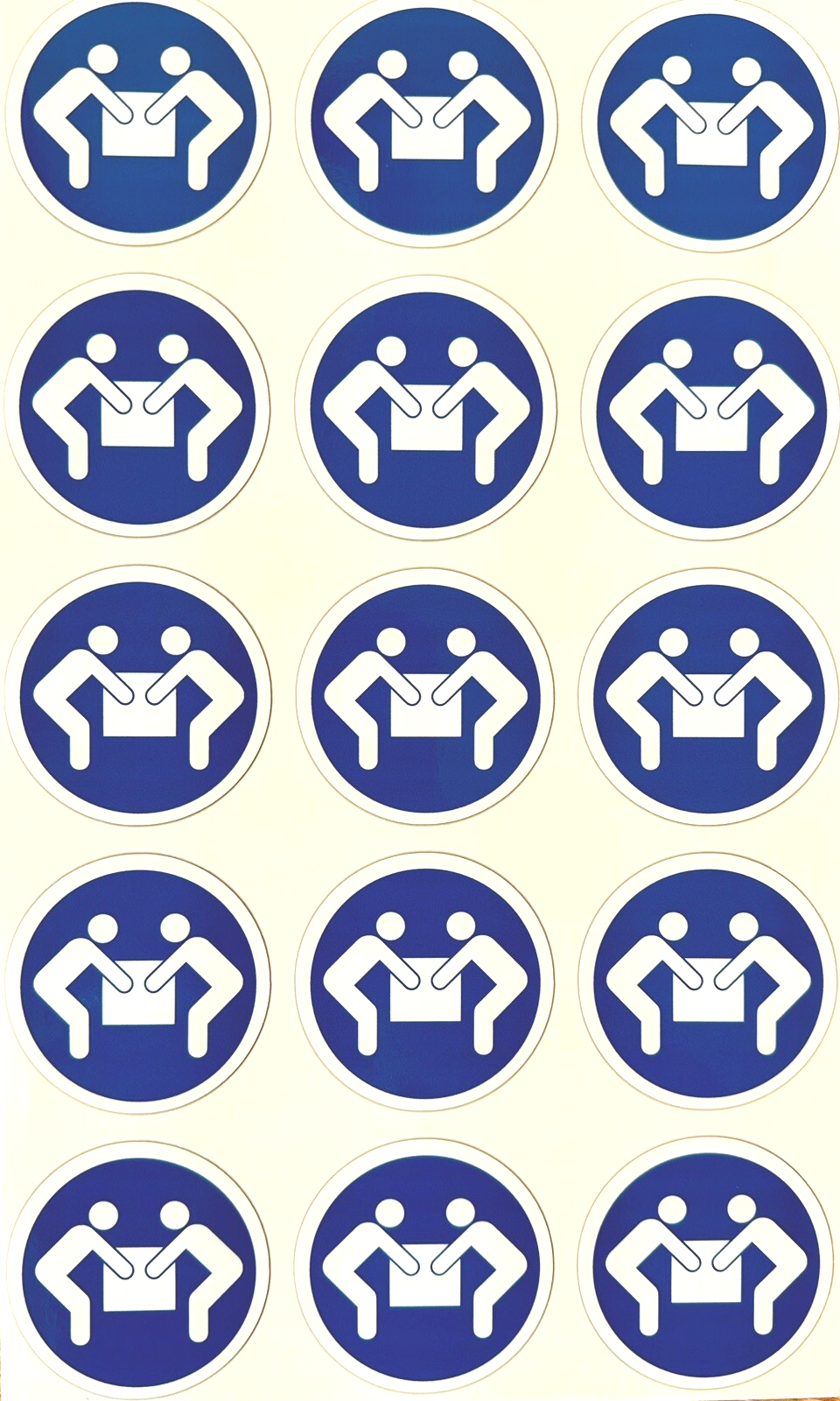 Minimum 2 Person Lift Blue Stickers - Heavy Lifting Label/Adhesive ...