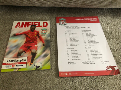 Directors Box Team Sheet & Progr Premier League Liverpool V Southampton ...