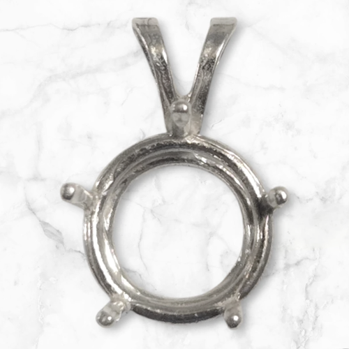 12 mm round deep setting pendant five prong solid sterling silver, pre ...