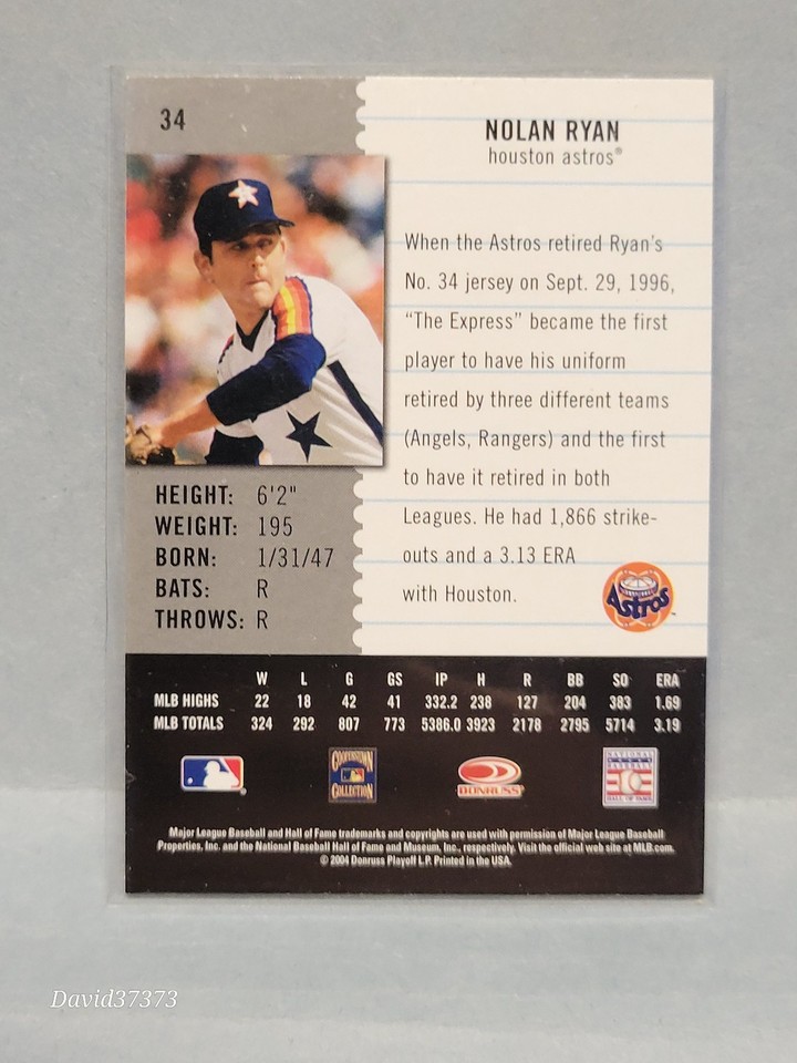 2005 Leaf Century #34 Nolan Ryan HOF | eBay