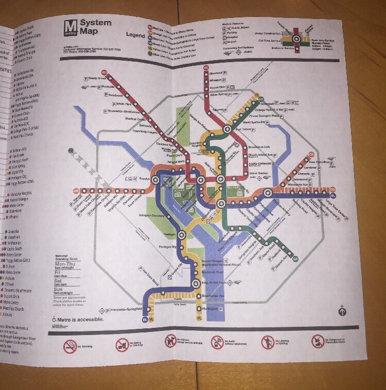 2012 Washington Metro Subway Map - WMATA - Orange Line Rush Plus | eBay