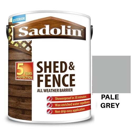 Sadolin Pale Grey Shed And Fence Exterior Paint Non Drip Rain Proof 5L ...