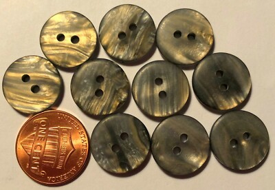 10 Pearlized Grey Tan Plastic Sew-through Buttons Almost 5/8" 15.2mm ...