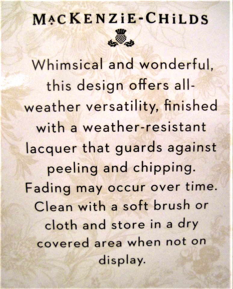 NEW MACKENZIE CHILDS BLACK & WHITE COURTLY CHECK DUO BIRDS ON BRANCH ...