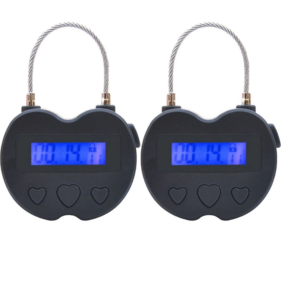 2X Black Time Lock LCD Display Time Locks Multifunction Travel ...