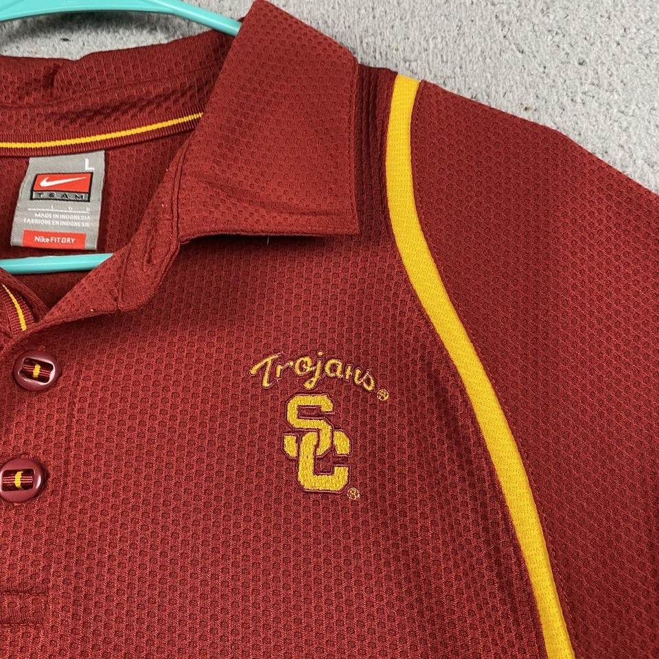 Nike Dri-Fit USc Trojans Polo Shirt Men's XL Red Gold Collegiate Golf ...