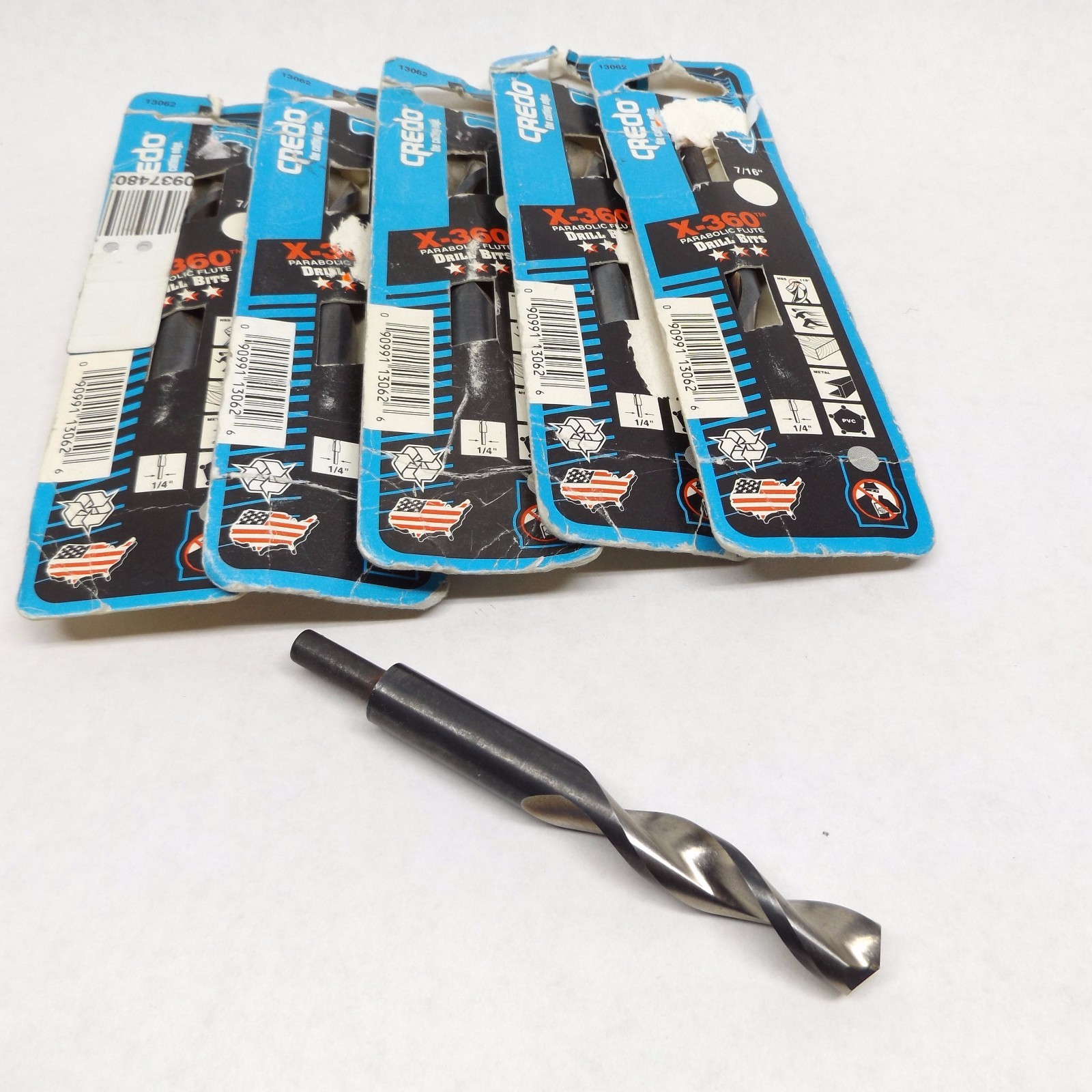 LOT OF 6 CREDO 13062 X-360 PARABOLIC FLUTE 7/16" DRILL BIT , 1/4" SHANK ...