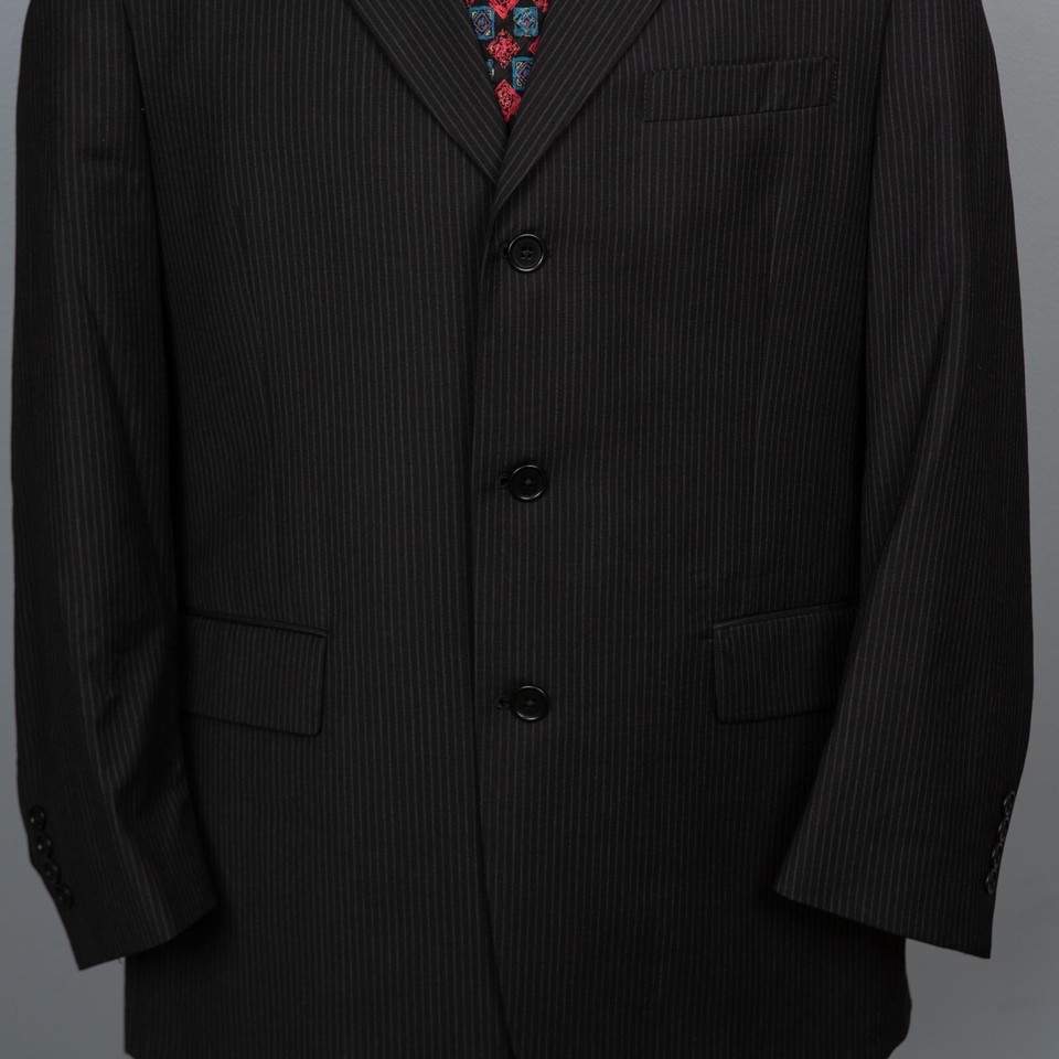 Kenneth Cole New York Mens 44R 3 Button Wool Blazer Sport Coat Black ...