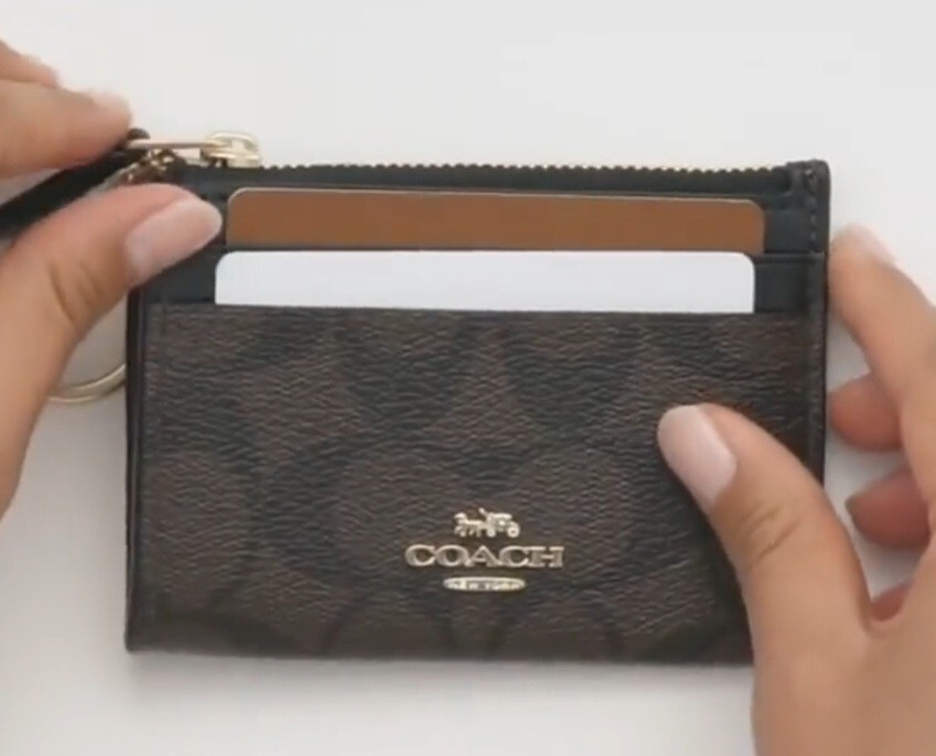COACH CP466 Mini Skinny Id Case In Signature Canvas & Leather With ...
