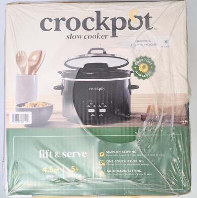 Crock-Pot One Touch Control 4.5-Quart Lift & Serve Hinged Lid Slow ...