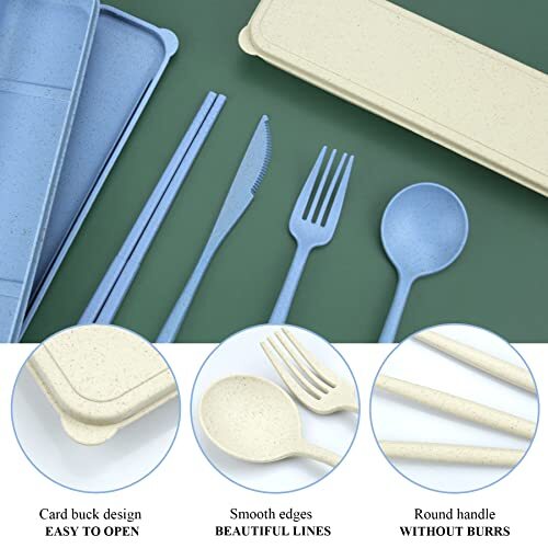 Reusable Plastic Utensils Set with Case Tableware Spoons and Forks Set ...
