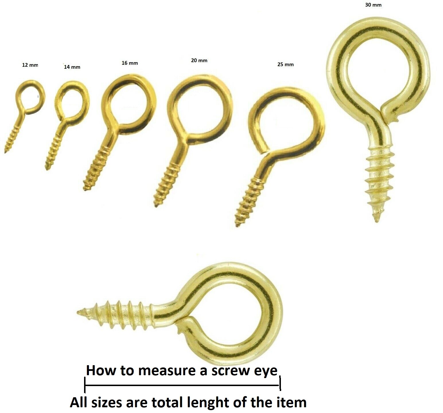 100x TINY SMALL BRASS STEEL PICTURE WIRE FRAME SCREW EYE HOOK Mini ...