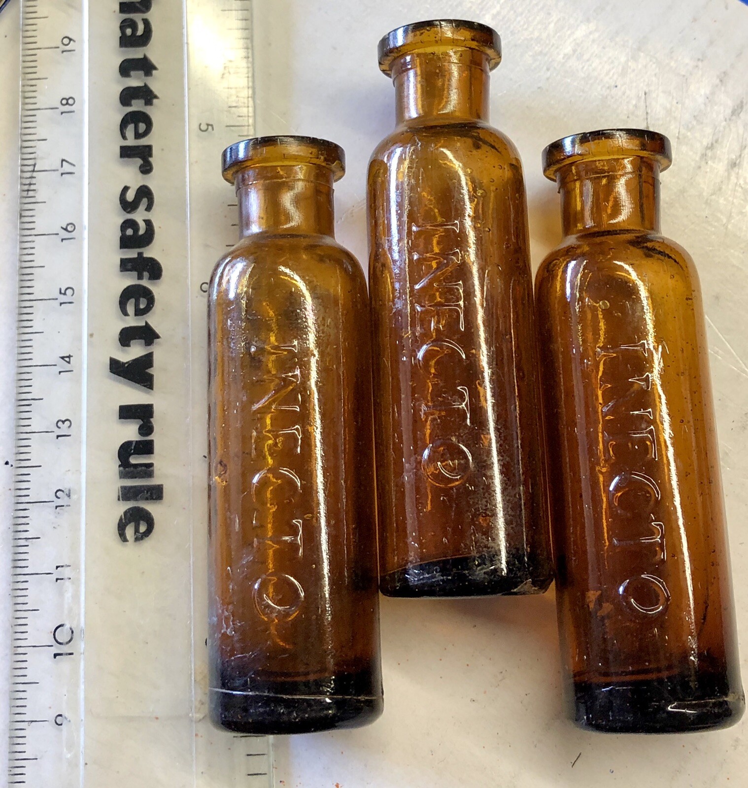 x3 Amber Glass Hair Restorer Bottles - “INECTO”, circa 1920’s (G73 ...