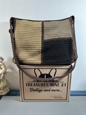 The Sak NWT Multi Brown & Black Colorblock Crochet Shoulder Bag(1115 ...