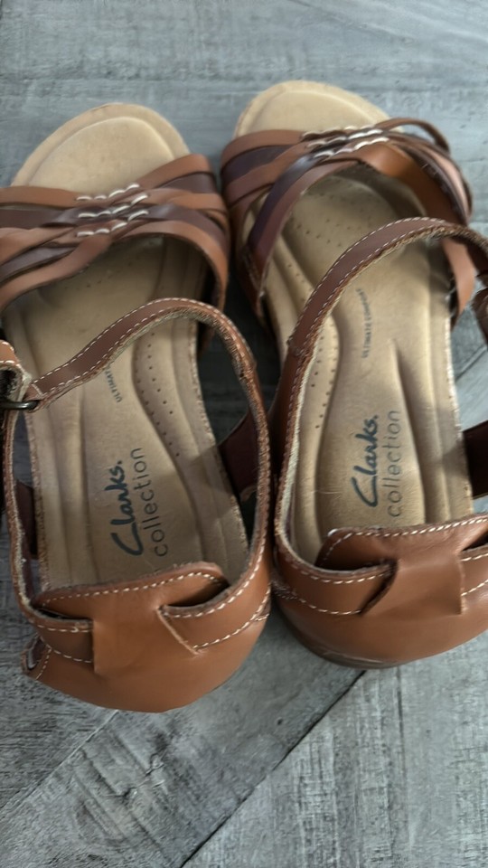 New! Clarks Collections Womens Sandals Roseville Cove Tan Leather Size ...