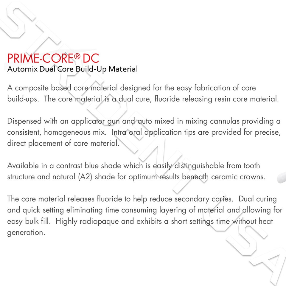 Prime Dual Cure Core Handheld Automix Build Up Material 10 g syringe ...