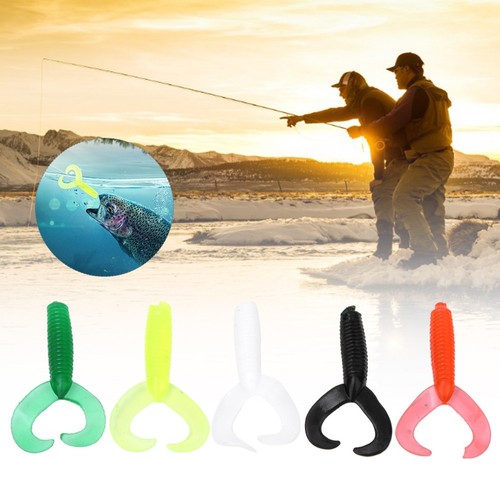 Fish Tackle Set: 50pcs 5 Colors Double Tail Soft Rubber Fish Baits ...