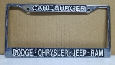873 VINTAGE CARL BURGER DODGE CHRYSTER JEEP RAM DEALER METAL LICENSE ...