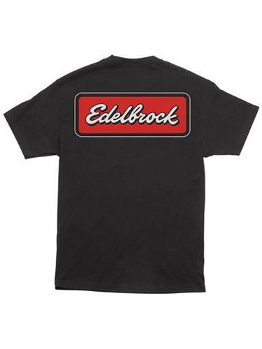 Edelbrock T-Shirt Short Sleeve Cotton Black Edelbrock Badge Logo Men's ...